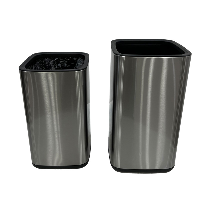 hotel double layer stainless steel square indoor dustbins from China ...